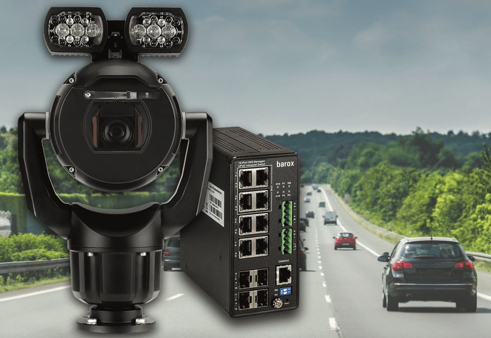 barox DIN rail Ethernet PoE switches power Bosch MIC IP 7100i camera ...